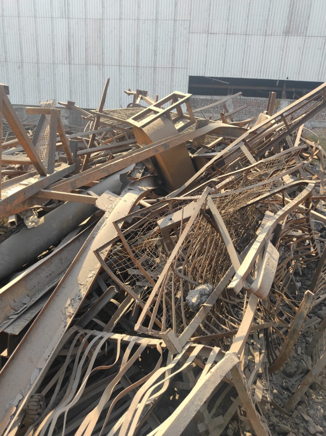 Fire affected MS fabricated steel structure