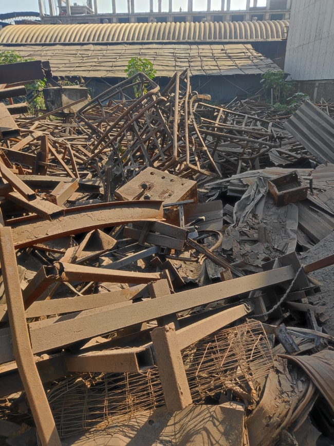 Fire affected MS fabricated steel structure