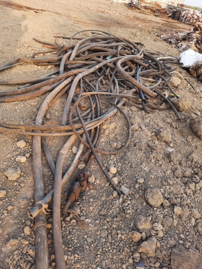 Fire affected Electric Armoured Cables & Aluminium